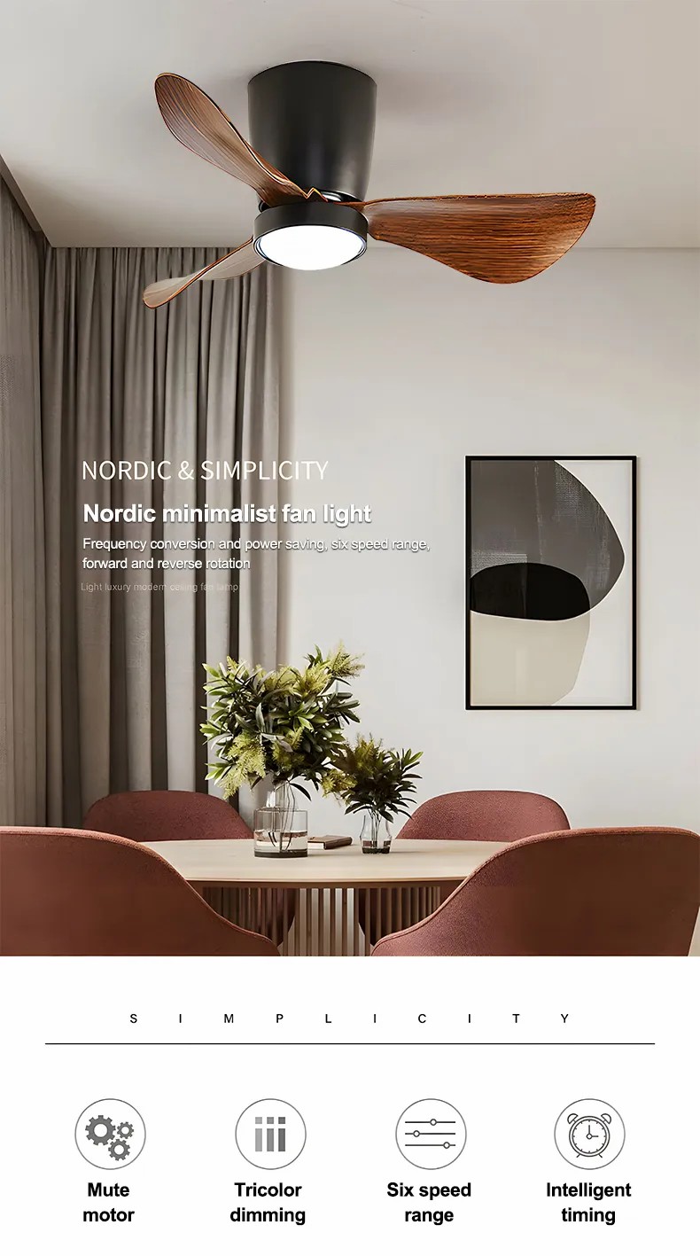 GOGEOUS modern ceiling fan with light with remote 3 colors dimming ...