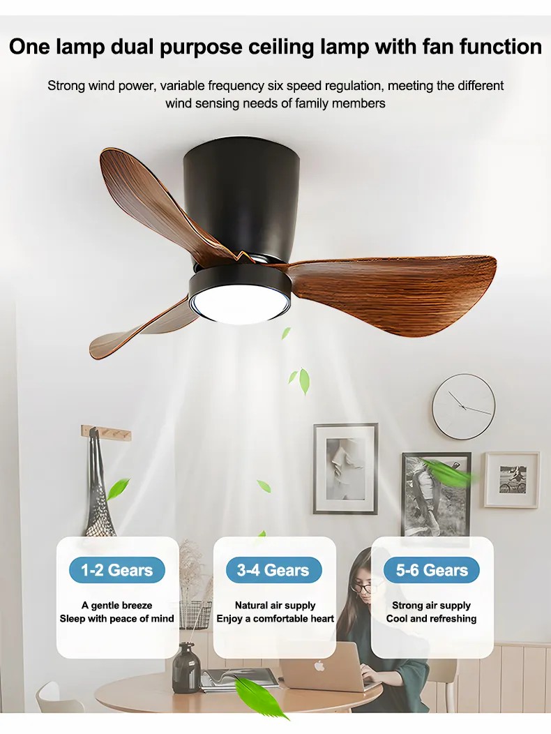GOGEOUS modern ceiling fan with light with remote 3 colors dimming ...