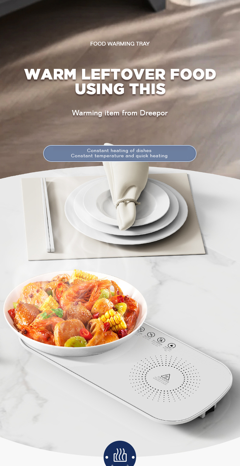 Dreepor Electric Food Warming Tray Adjustable Temperature Warm Plate ...