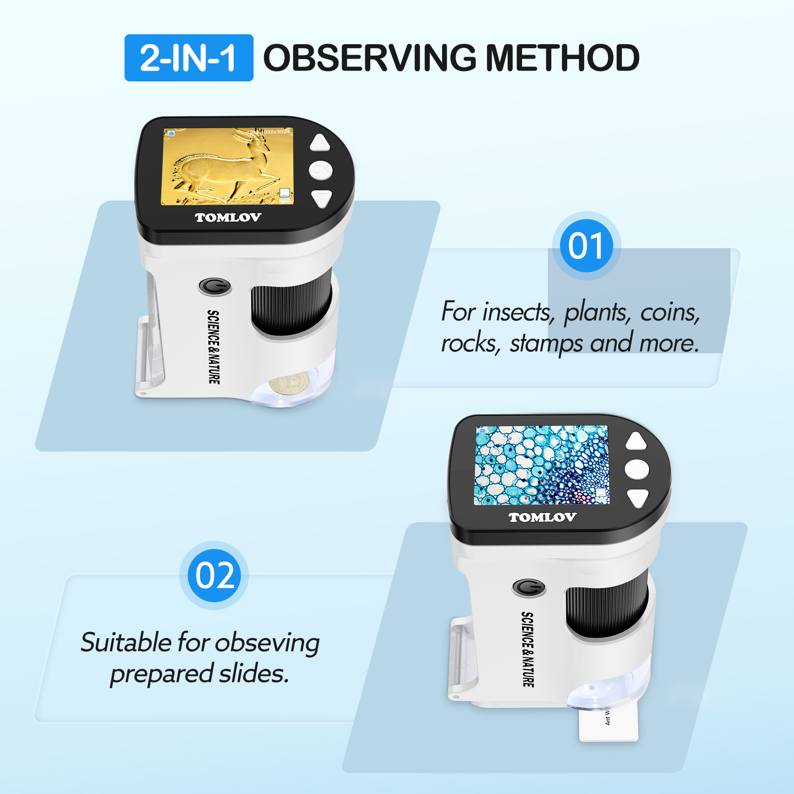 Handheld Digital Microscope 800X Picture/Video For Kids Biology ...