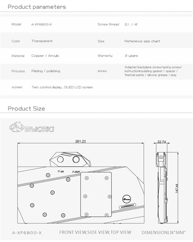 Bykski Water Block Use for XFX Radeon RX 6800 Speedster Merc 319 GPU ...