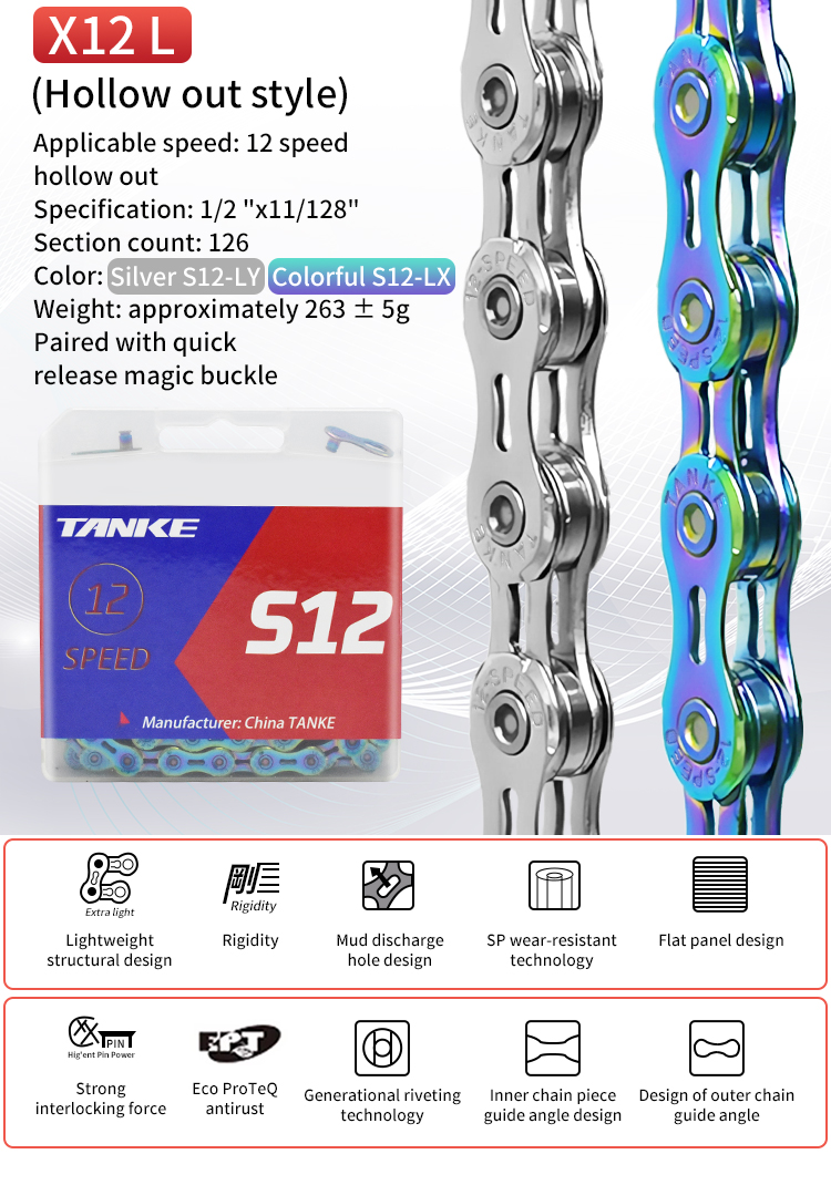 TANKE Chain X11 Mtb Chain 10 Speed MTB Chainx8 x9 X10 x12 s8 s9 s10 s11 ...