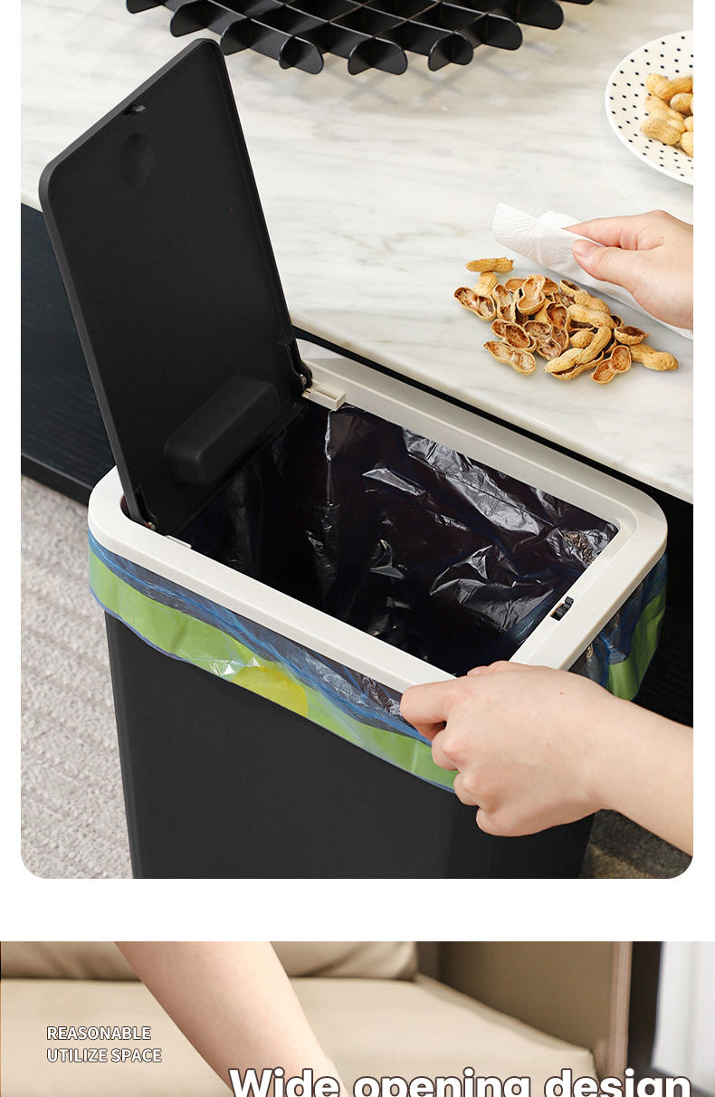 13L Press Type Trash Can Rectangular Garbage Bin Household High Quality ...