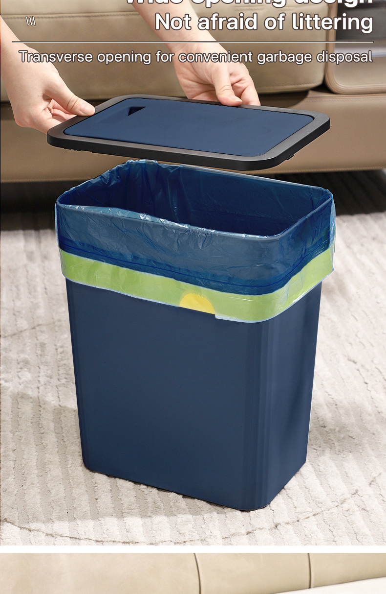 13L Press Type Trash Can Rectangular Garbage Bin Household High Quality ...