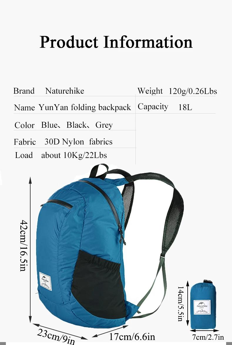 Naturehike 18L Ultralight Folding Backpack Hiking Backpack Outdoor ...