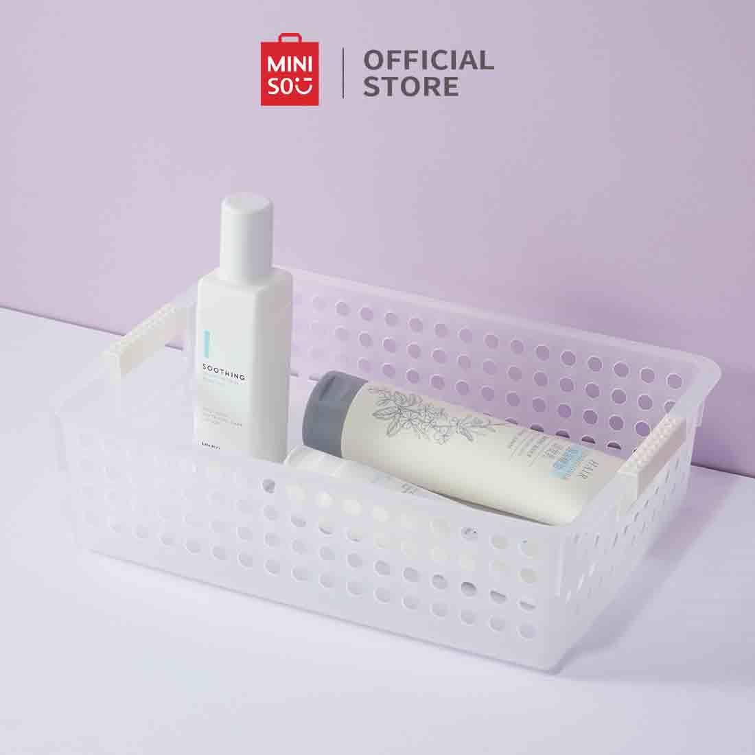 Miniso X Dual Handles Type Large Storage Basket White Storage Box ...