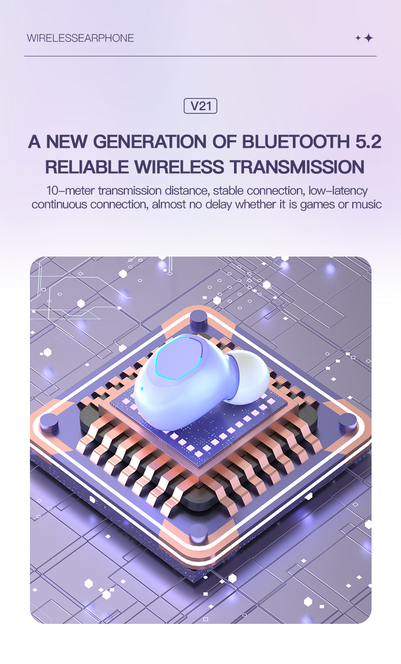 Aolon V21 TWS Bluetooth Earphones Stereo Wireless Noise Reduction Long Battery Life With Mic ...