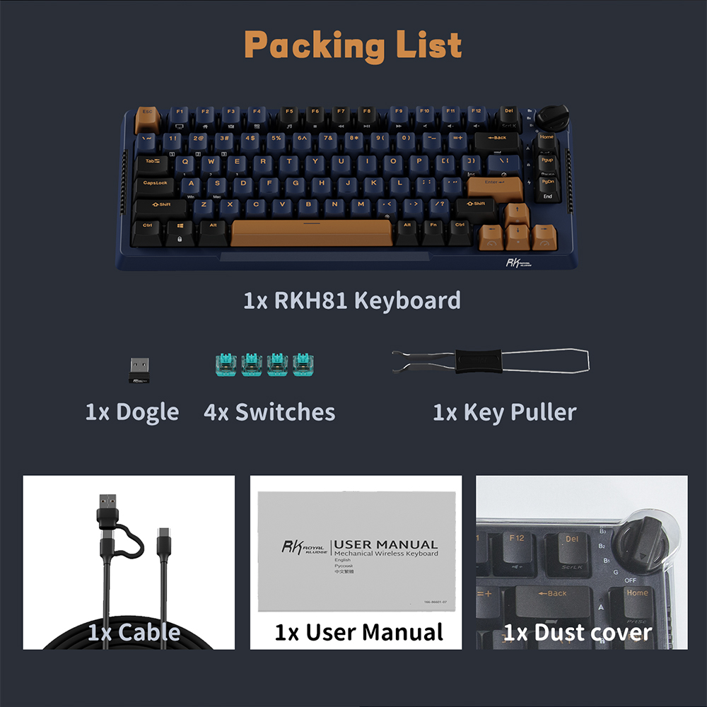 Royal Kludge RK H81 Star Night 81 Key Gasket Structure Tri-mode ...