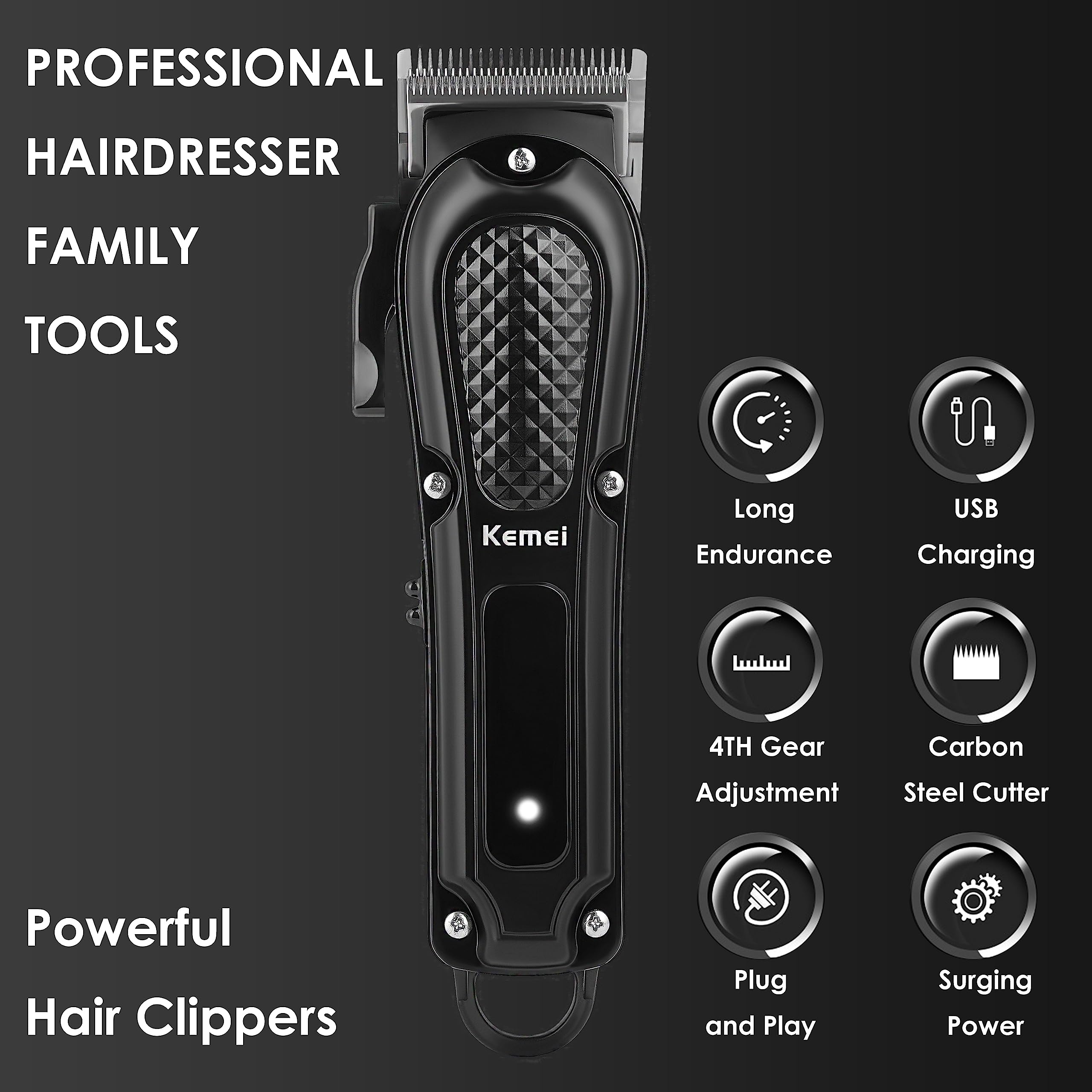 【COD】Kemei rechargeable hair clipper cordless beard hair trimmer powerful electric hair cutter ...
