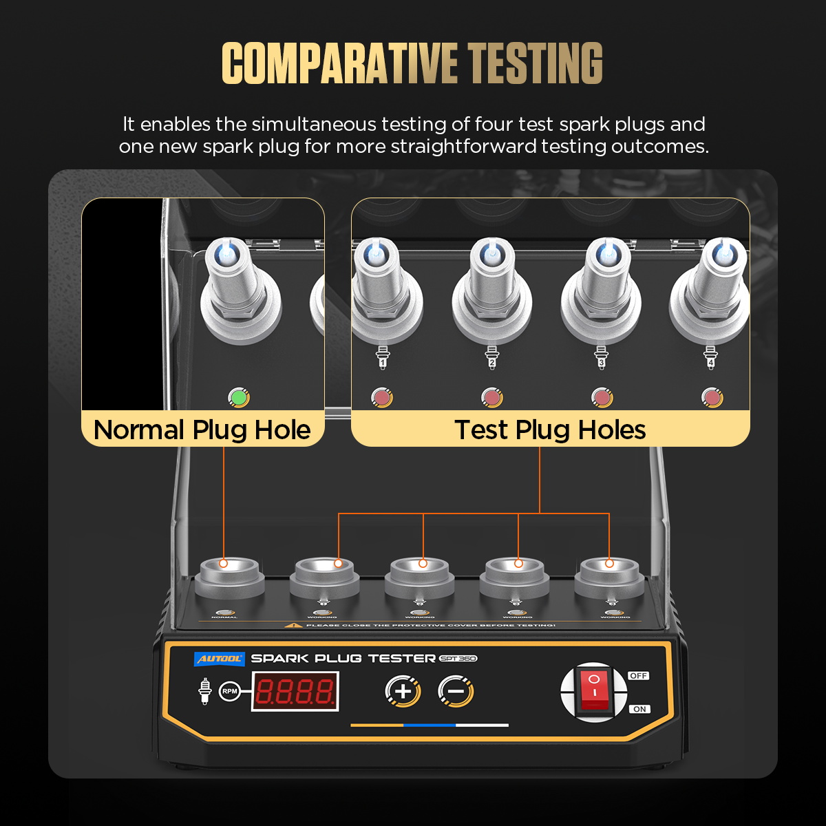 AUTOOL SPT360 Spark plug Tester 200-9000RPM Spark plug performance test ...