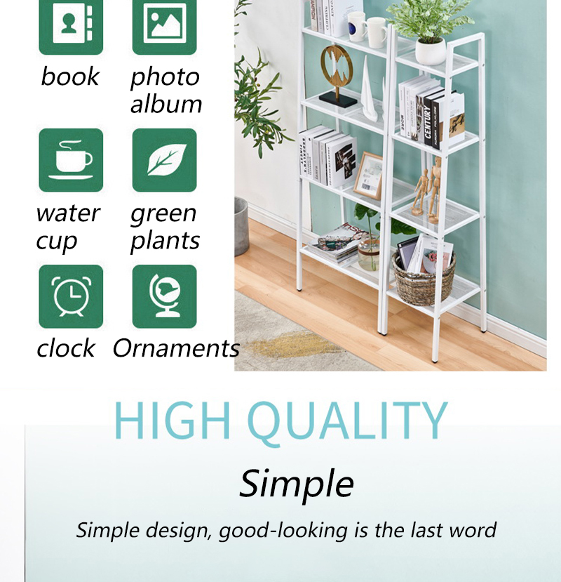 Book Shelf Metal stainless steel rack 4/5 layers nortic Storage Rack ...