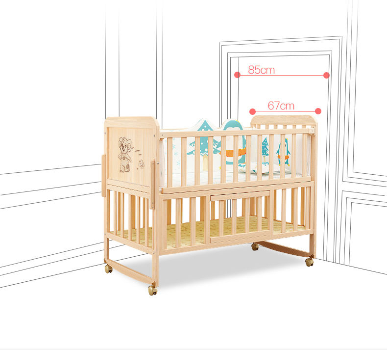 Wooden Crib Wooden Shelf Crib Rocker Crib with Mosquito Net and ...