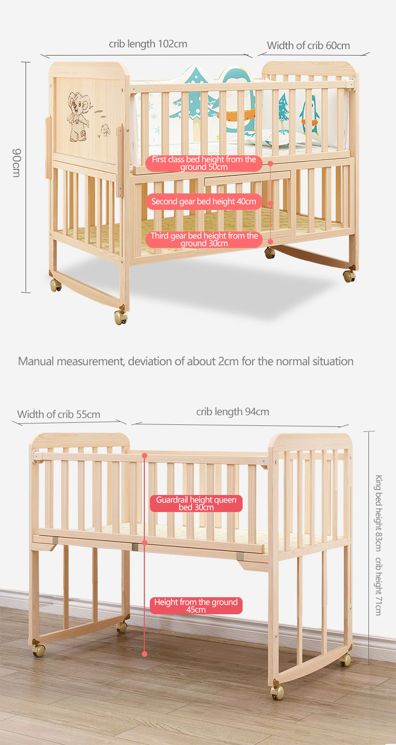 Wooden Crib Wooden Shelf Crib Rocker Crib with Mosquito Net and ...