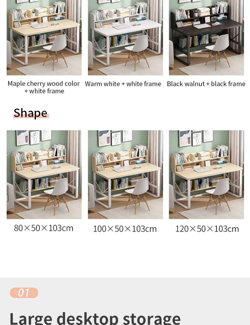 Study Table Computer Desk Office Table with Bookshelf 80/100/120 CM for ...