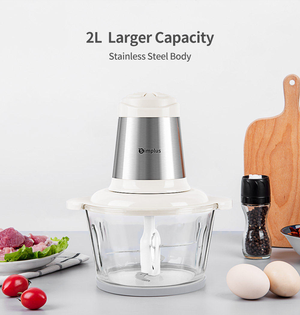 Simplus 2L Electric Meat Grinder Chopper and Blender Multifunctional Food Processor Stainless ...