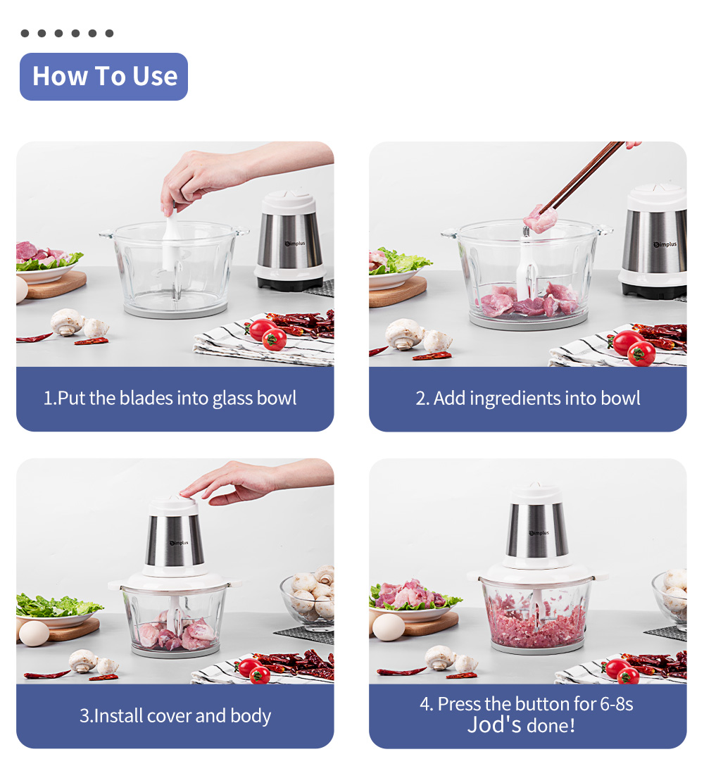 Simplus 2L Electric Meat Grinder Chopper and Blender Multifunctional ...