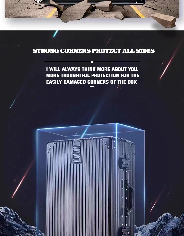 ABC MAISON Reinforced Aluminum Frame Luggage 20/24/28 Inch Suitcase ...