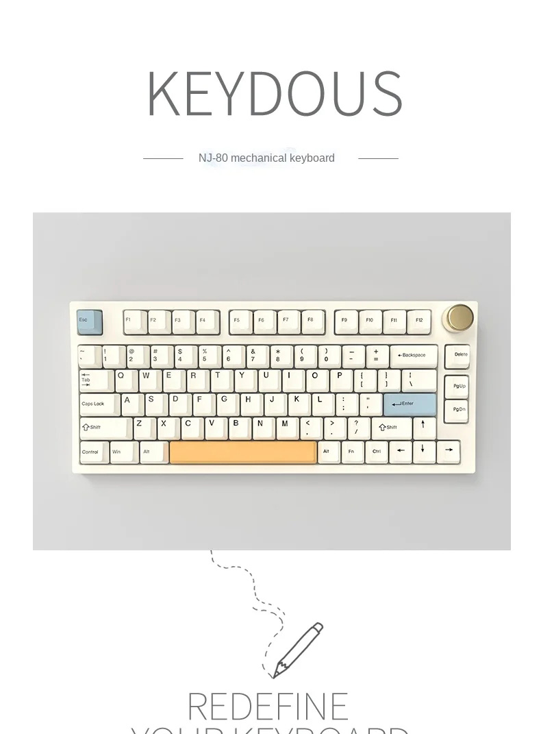 3 Modes Bluetooth 5.0 Keydous NJ80 AP Mechanical keyboard Hot swap RGB ...