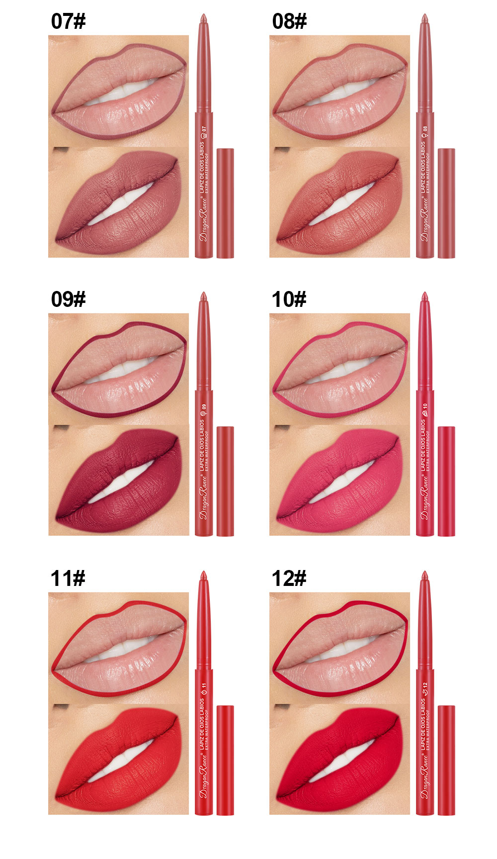 Lip Liner Lipstick Pen Dark Brown Red Waterproof Long-Lasting Lip Liner ...