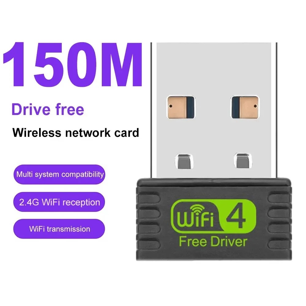 2.4GHz Mini USB WiFi Adapter 150Mbps Wireless Network Card Built-In ...