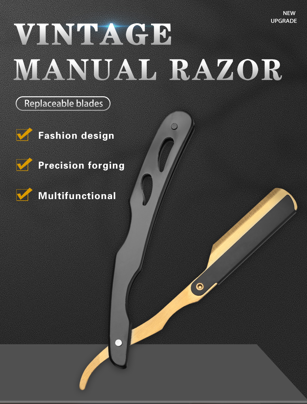 Spray Paint Old-fashioned Black Gold Manual Razor Razor Haircut Razor ...
