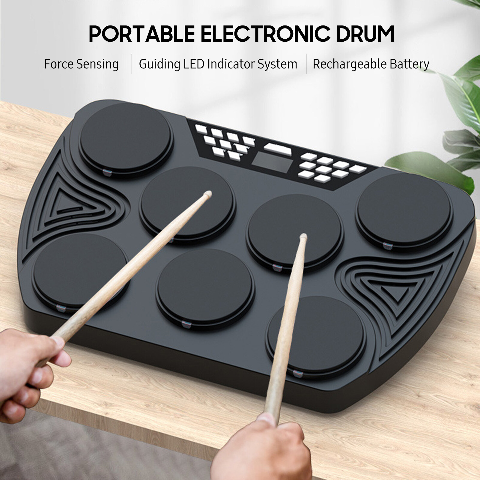 Multifunction Portable Electronic Drum Set 7 Velocity-Sensitive Pads ...
