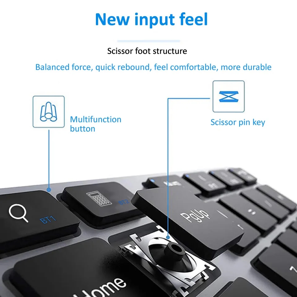 2.4G Bluetooth Number Pad Ultra-thin Wireless Numpad USB Rechargeable ...