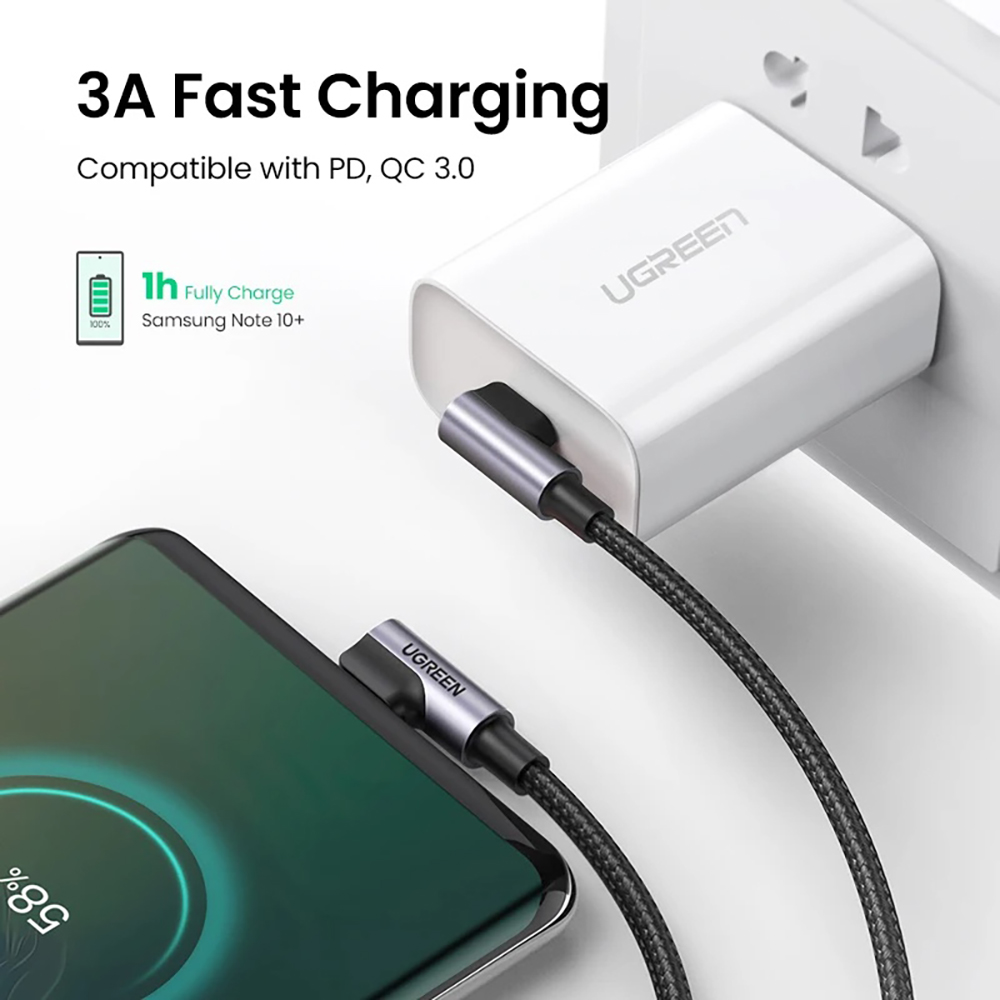 UGREEN 60W PD Type C to Angled USB C Fast Charging Cable for Smartphones and Tablets | Shopee ...