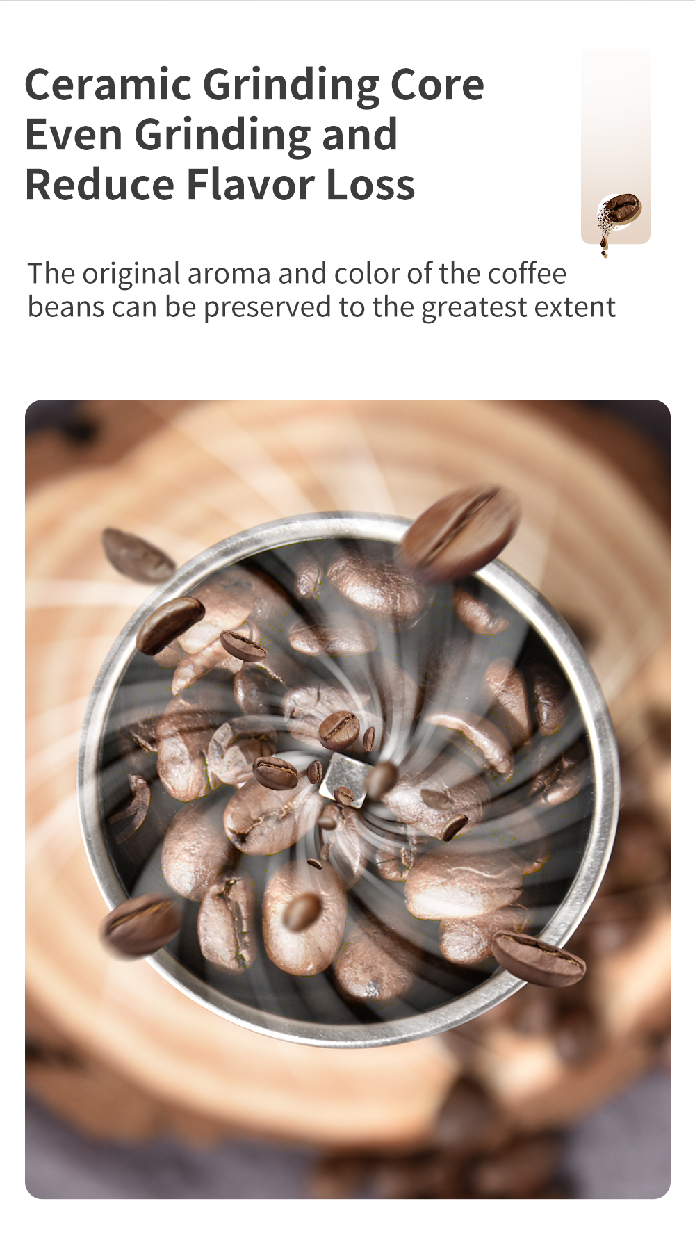 Simplus Manual Coffee Bean Grinder Stainless Steel Portable Hand ...