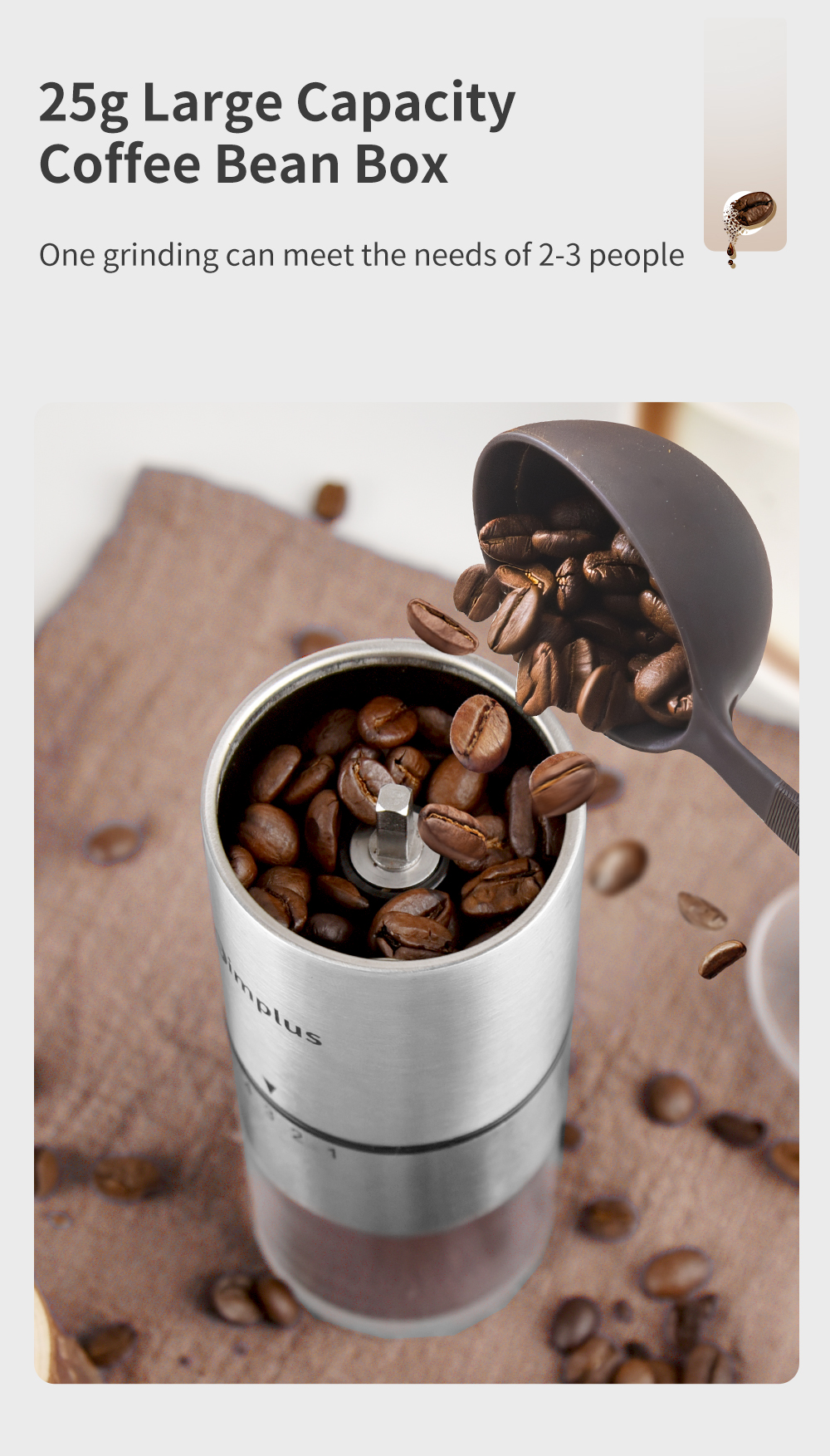Simplus Manual Coffee Bean Grinder Stainless Steel Portable Hand ...