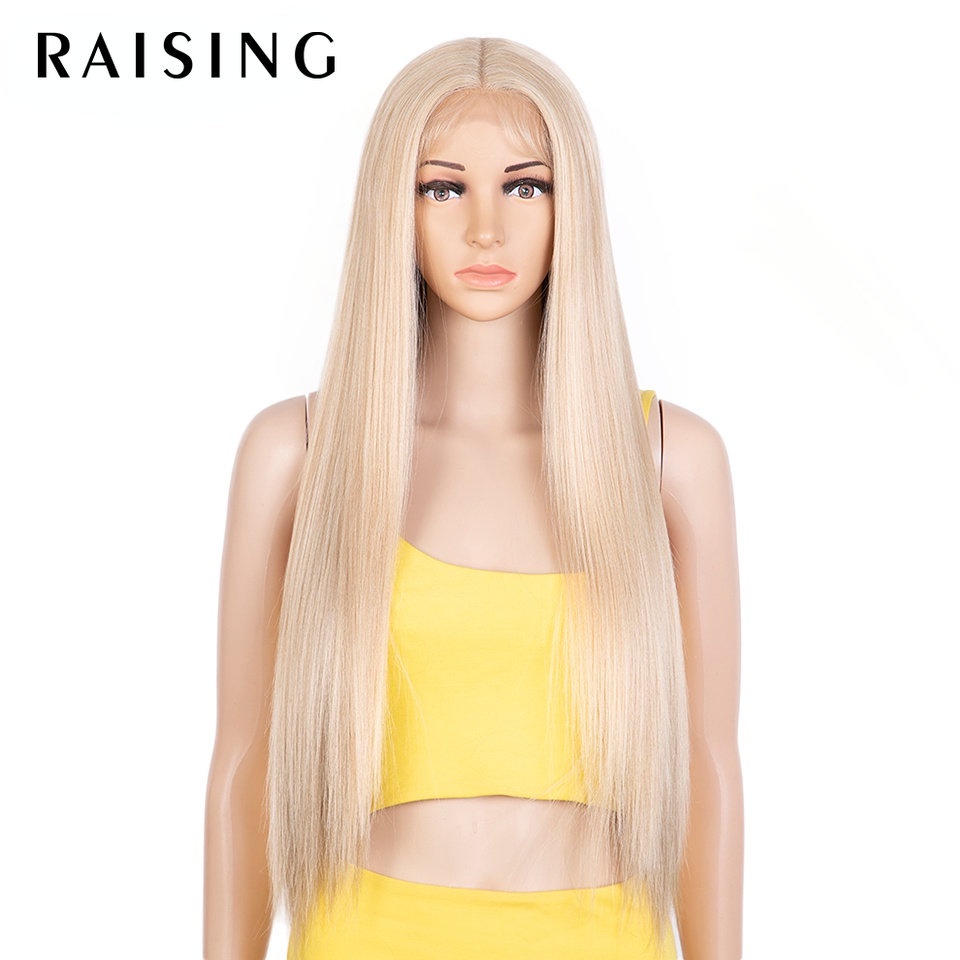 RAISING GIRL Synthetic Long Straight Lace Wigs For Black Women 26Inch ...