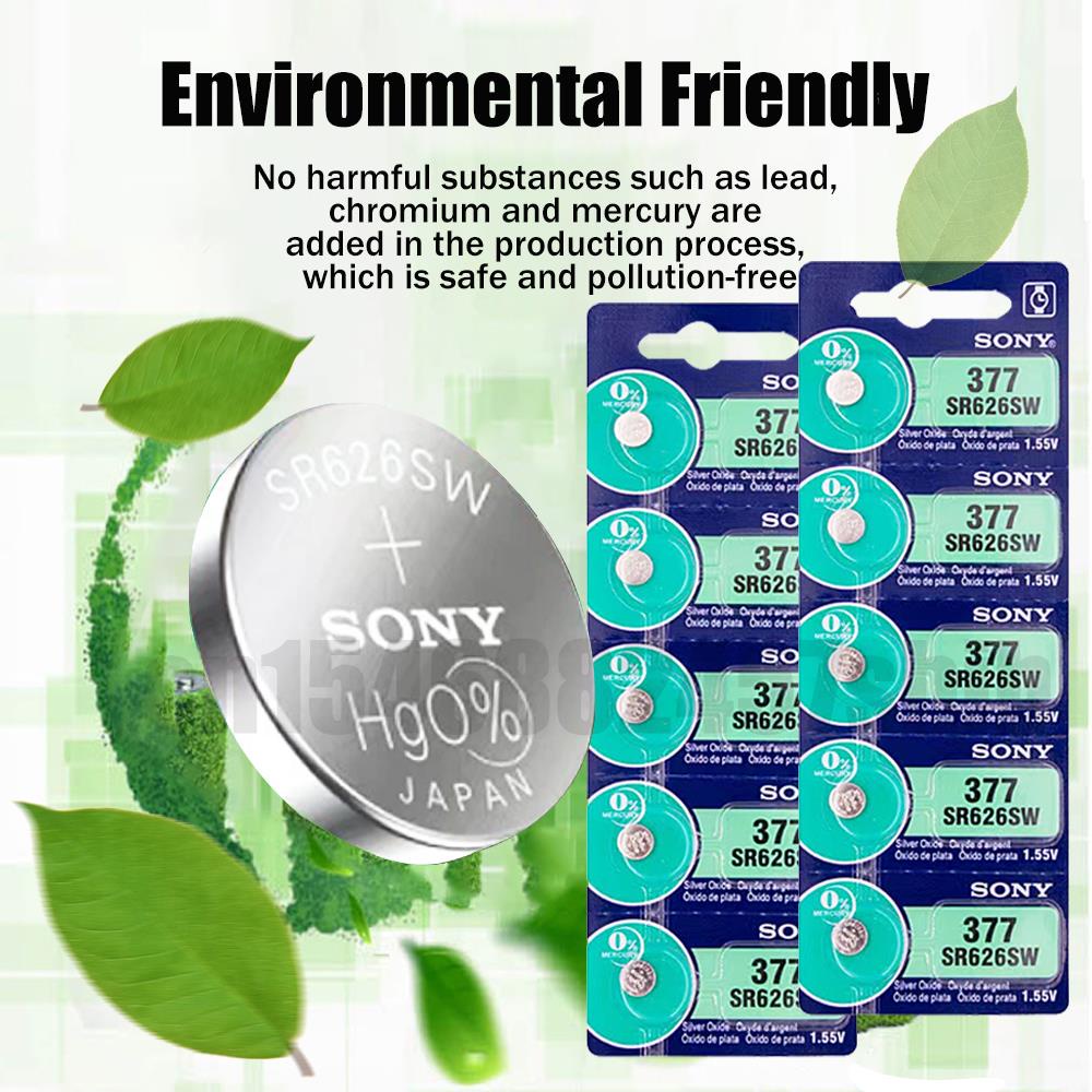 10-50pcs Sony 377 SR626SW SR626 377A AG4 LR66 1.55V silver oxide battery for car key watch MADE ...