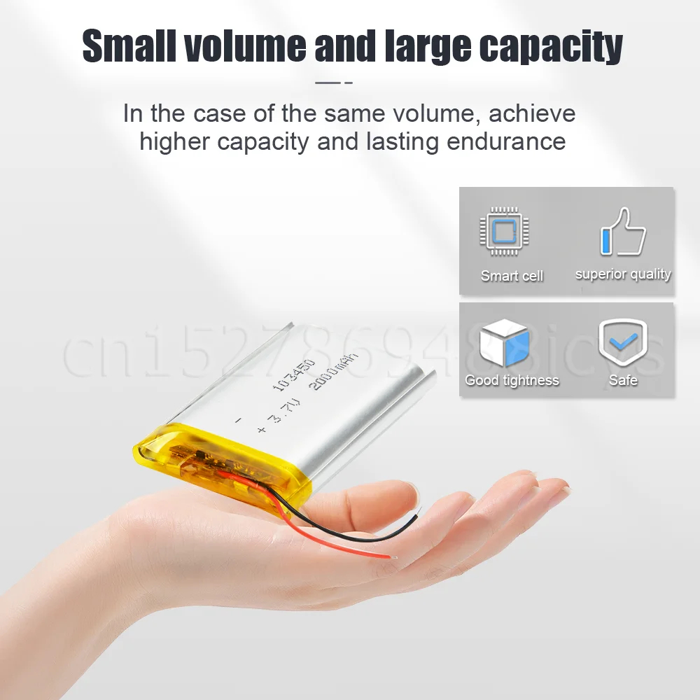 103450 Rechargeable Lithium Polymer Battery 3.7V 2000mAh Lipo Li-ion ...