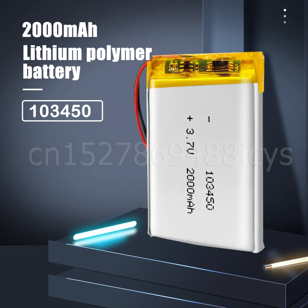 103450 Rechargeable Lithium Polymer Battery 3.7V 2000mAh Lipo Li-ion ...