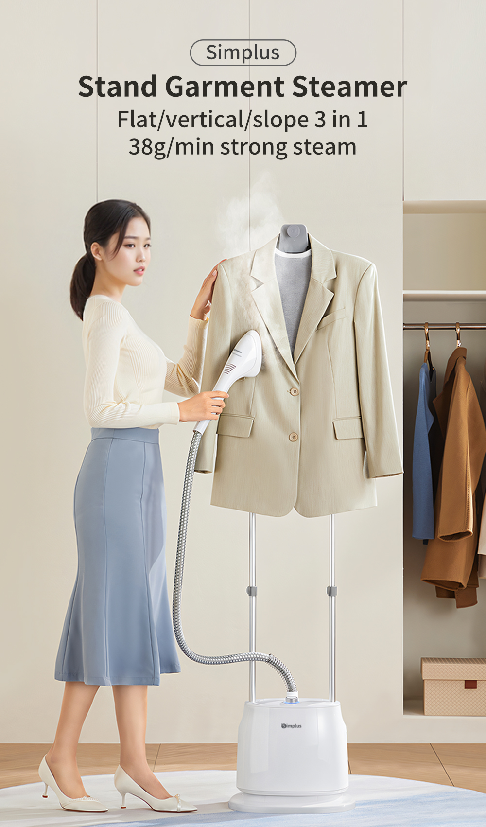 Simplus Double Stick Garment Steamer Household Vertical Steamer Machine ...