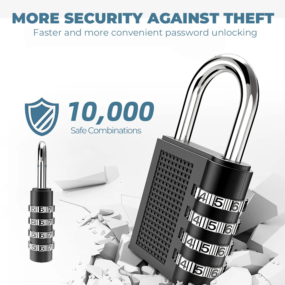 4-Digit Combination Lock for Locker, Fence, School, Toolbox, Hasp ...