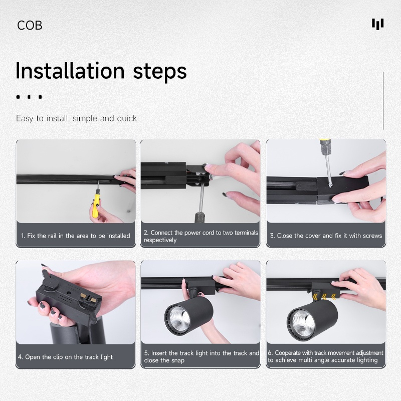 Tri color Track Light Set Led Ceiling Light Spotlight 3/4/6Pcs Track ...