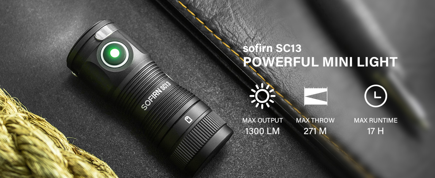 Sofirn SC13 Keychain Flashlight Rechargeable USB C 1300 Lumens Small ...