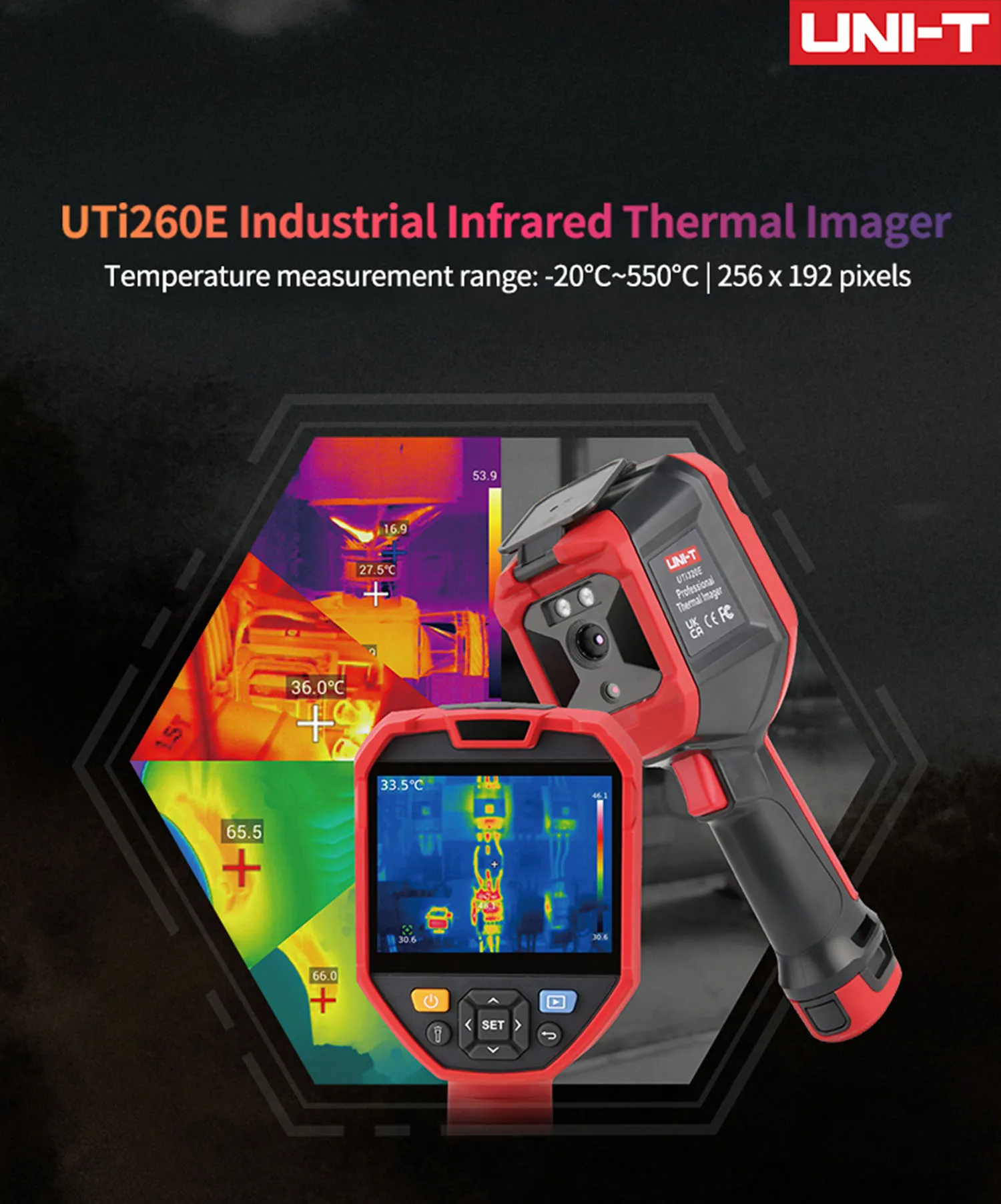 UNI-T UTI260E Infrared Thermal Imager 256x192 Pixel Thermal Camera Infrared Temperature Floor ...