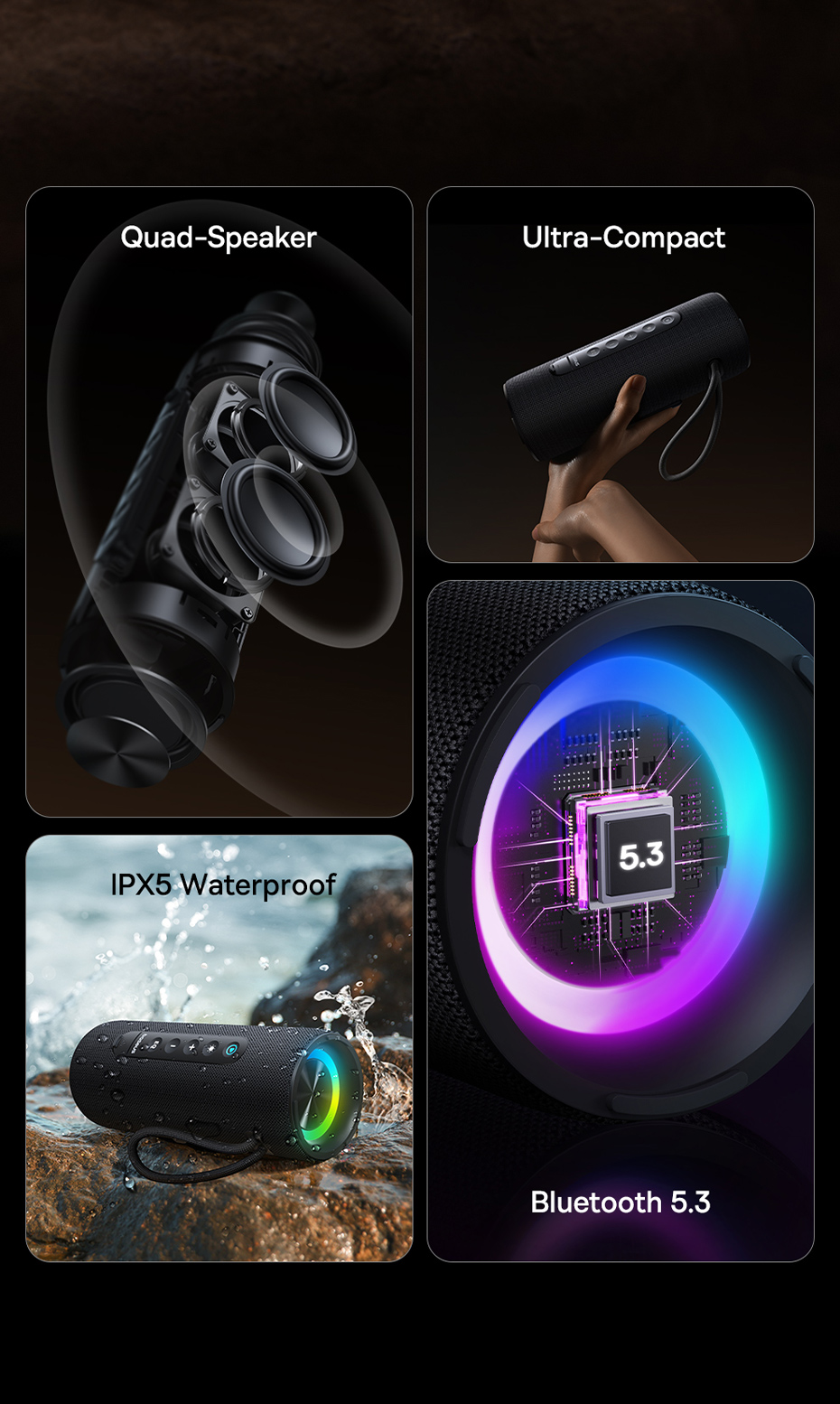 Baseus AeQur VO20 Portable Wireless Speaker 15W Bluetooth 5.3 ...