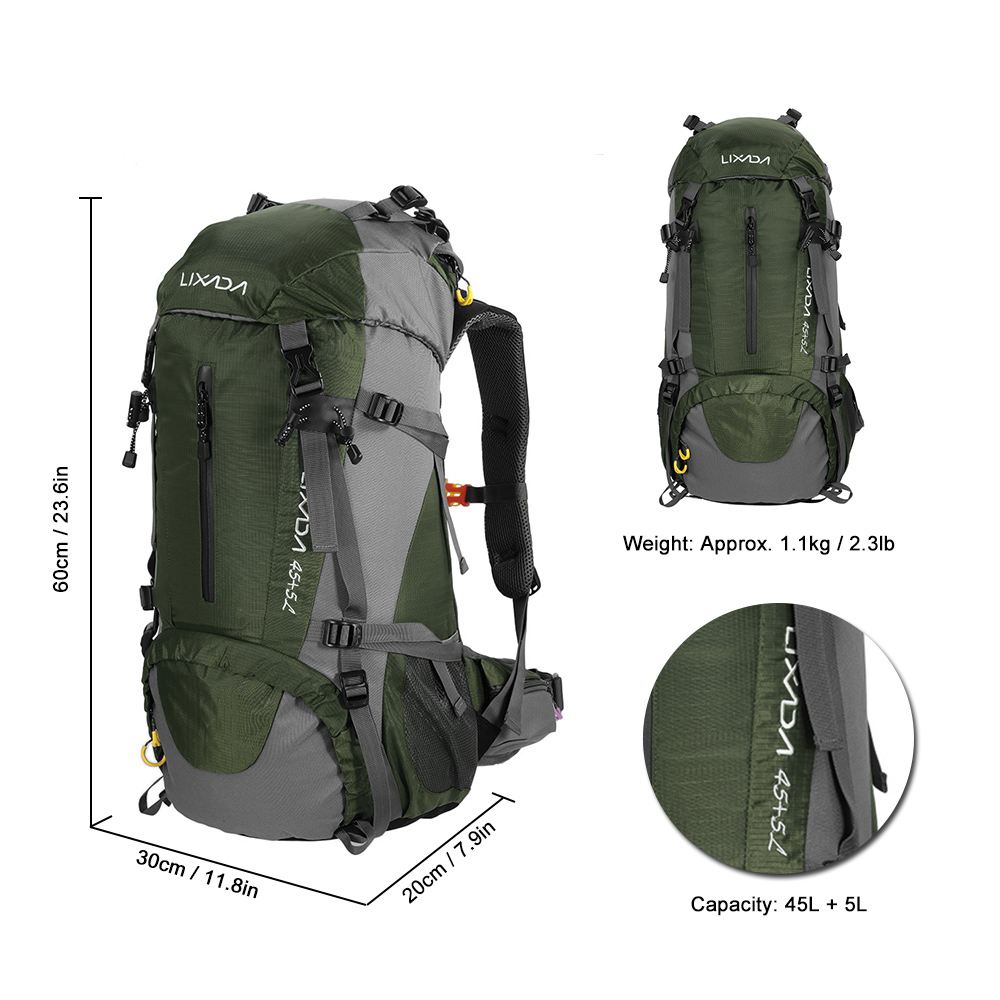 Lixada Backpack 50 L Water Resistant Outdoor Sport Hiking Camping ...