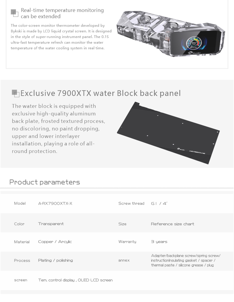 Bykski full coverage GPU Water Block Use for AMD RX7900XTX Reference ...
