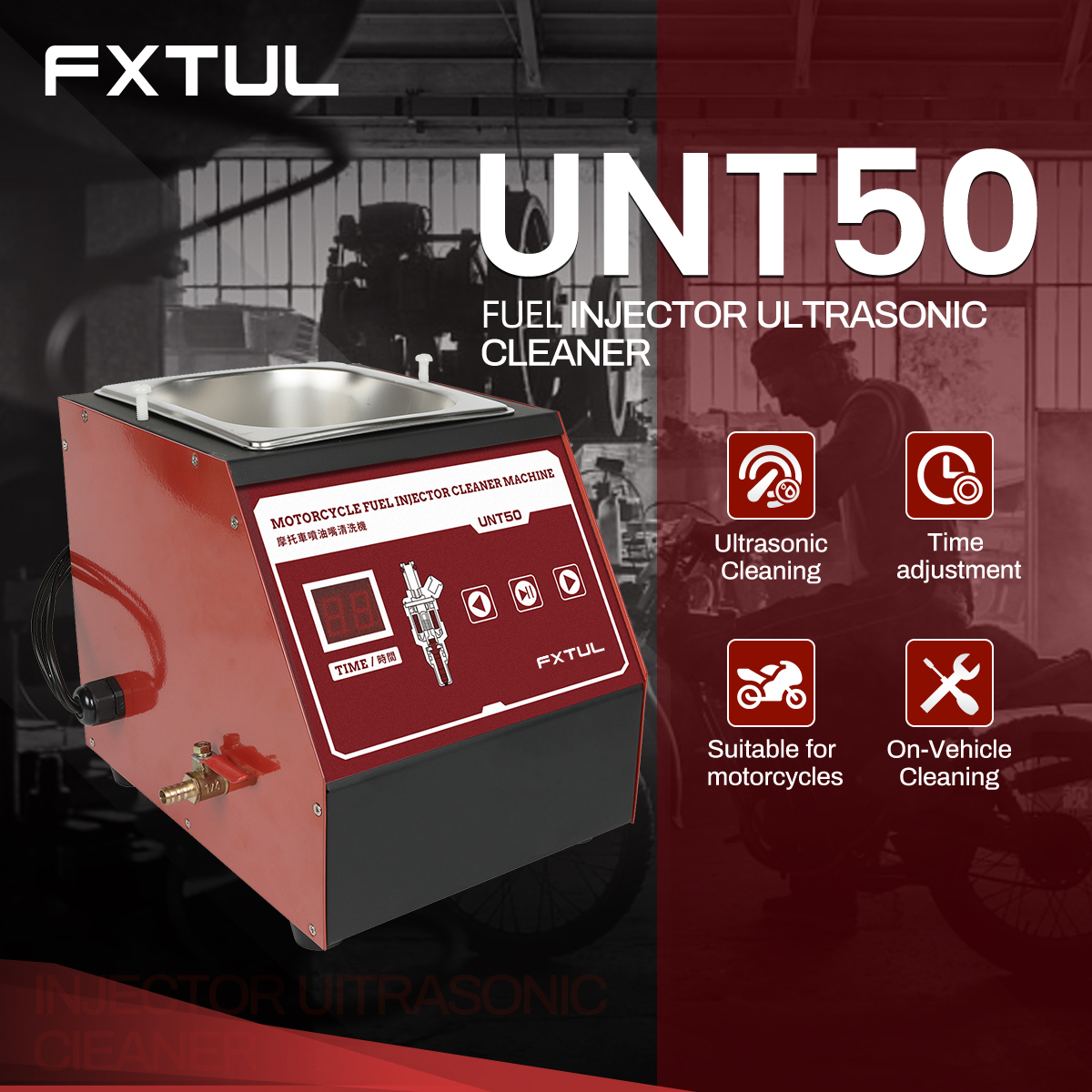 FXTUL UNT50 Ultrasonic Fuel Injector Cleaner Motorcycle Car Injector ...