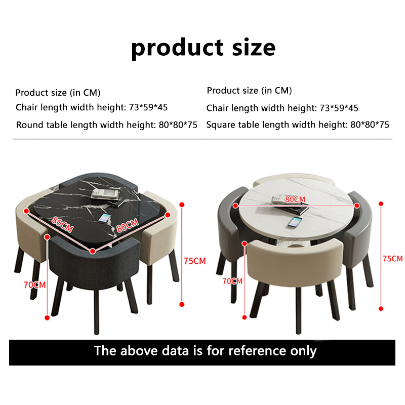 XC-Diameter 80CM + four stools office leisure small round table ...