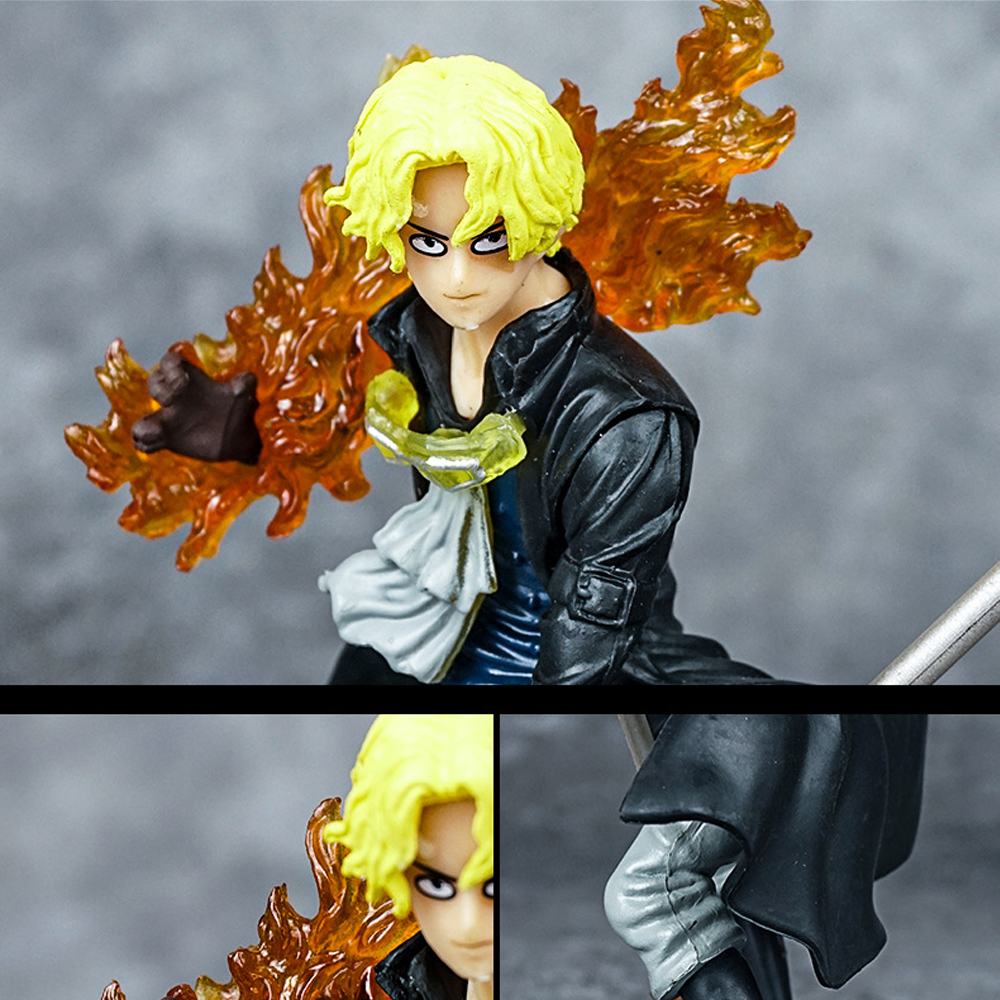 12cm Japan Anime One Piece Figure Luffy Ace Sabo Flame Fighting Form ...