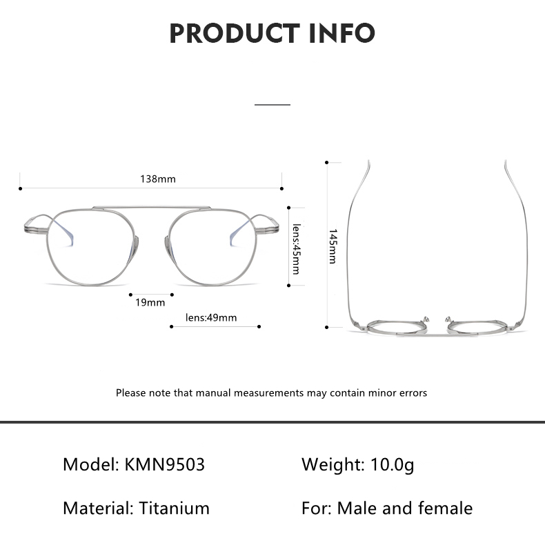 Japanese Minimalist Middle Beam Unique Pure Titanium Aviator Glasses ...