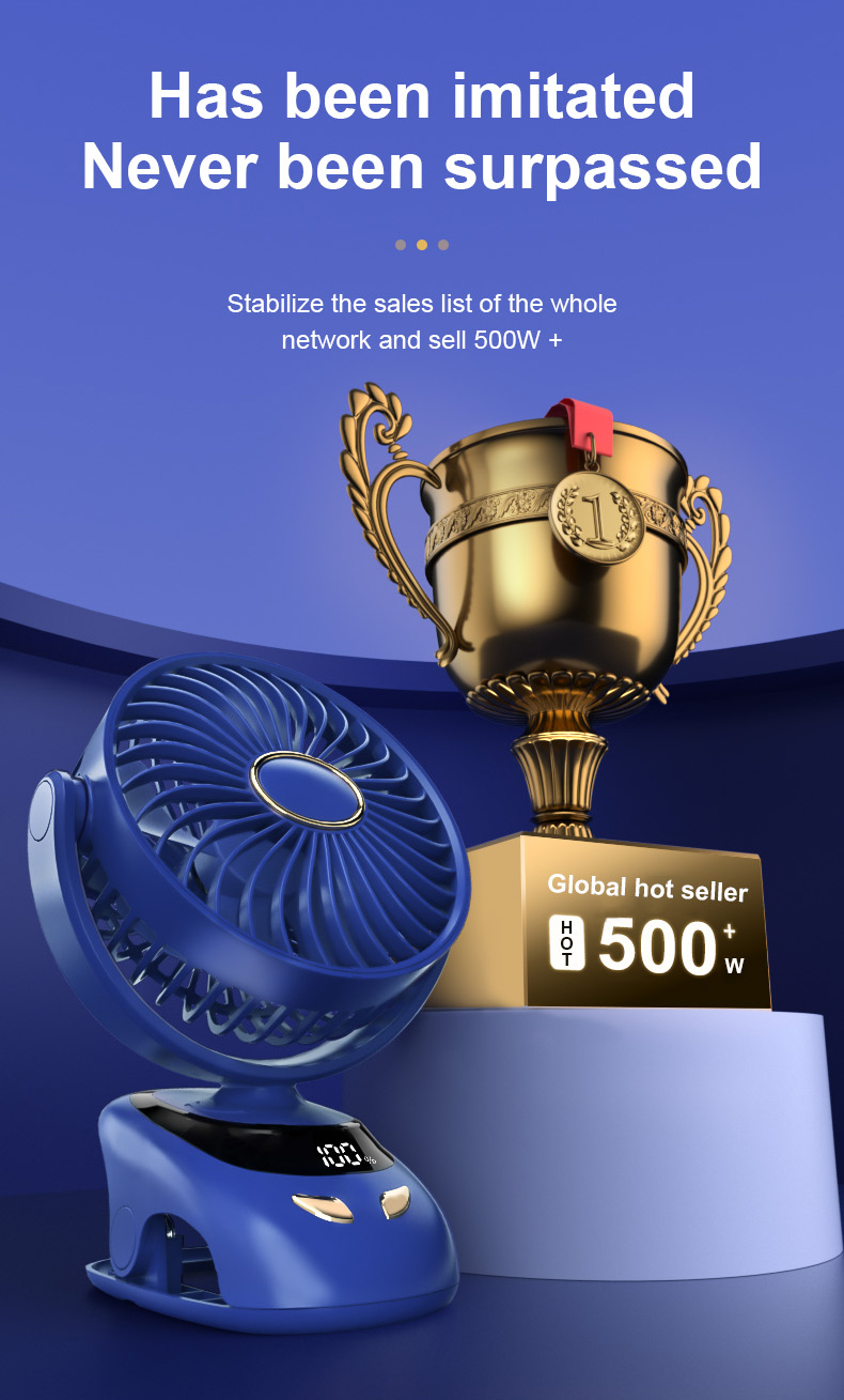 5 Modes rechargeable mini fan clip fan LED digital desktop fan C-type ...