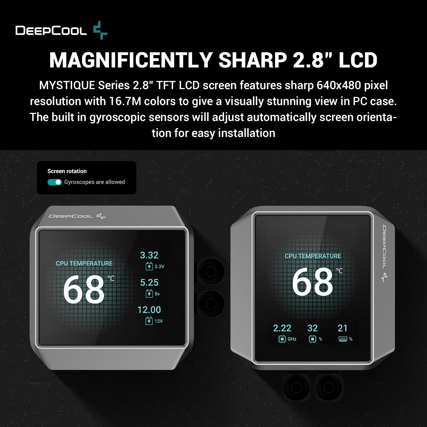 Deepcool MYSTIQUE 360 CPU Aio Liquid Cooler 2.8 inch LCD Display Screen ...