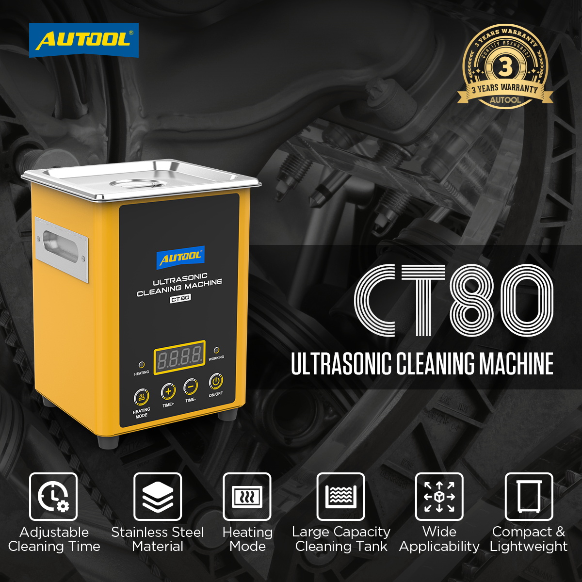 AUTOOL CT80 1.6L Ultrasonic Cleaner Ultrasonic Cleaning Machine ...