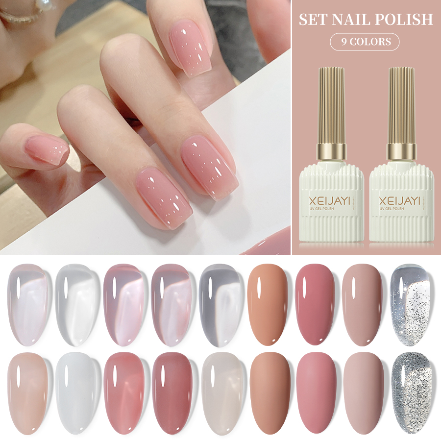XEIJAYI 9Pcs 15ML Gel Nail Polish Set, Popular Color Gel Varnish Kit ...